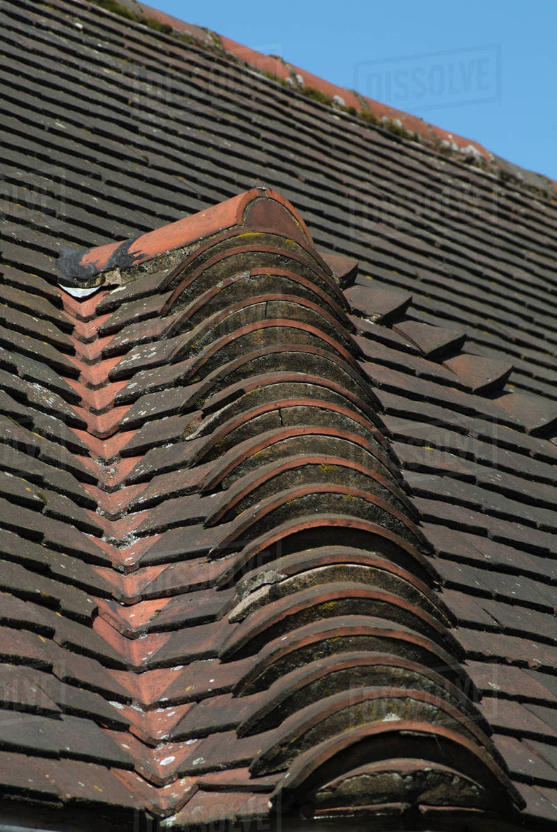 Close up of roof and hip tiles. - Royalty-free Stock Photo | Dissolve