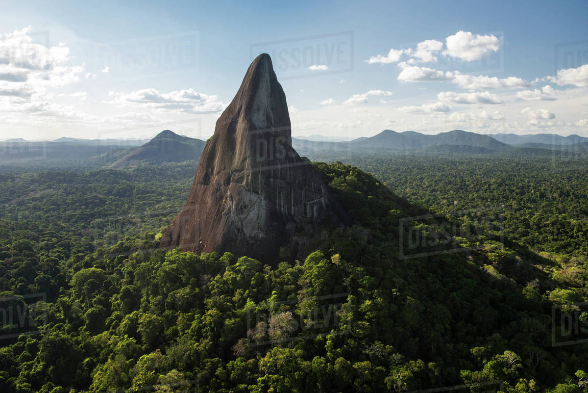 Bottle (Battle) Mountain, a granite outcrop in South Rupununi savanna ...