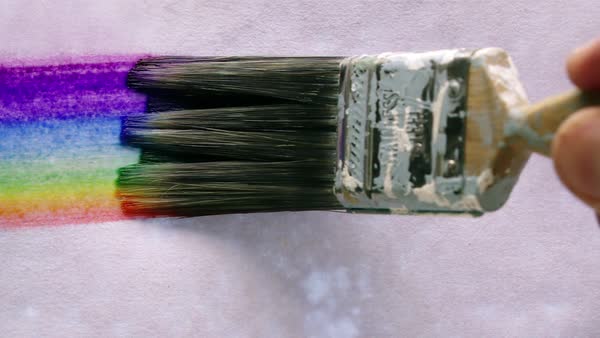 Paintbrush painting a colorful rainbow of colors - Stock Video Footage ...