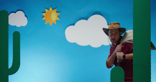 A happy robber sneaking and checking his loot in a sack - 4K Royalty ...