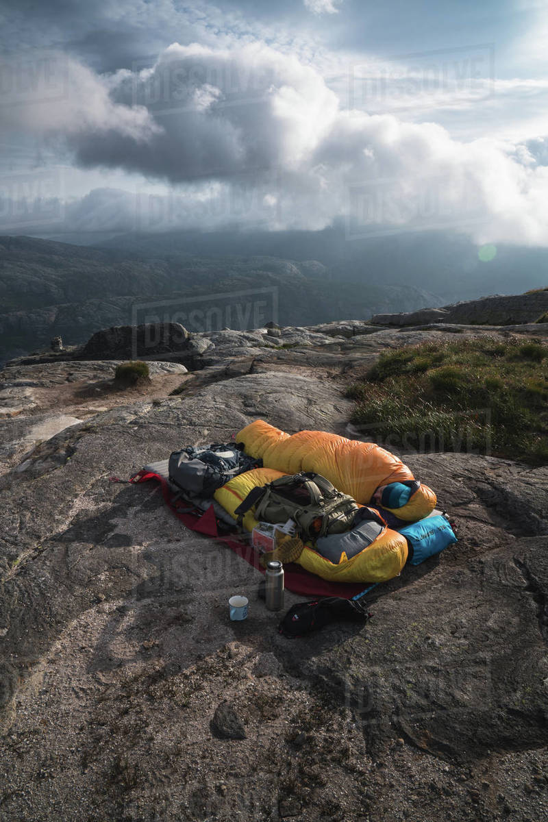Woman sleeping on mountain - Royalty-free Stock Photo | Dissolve