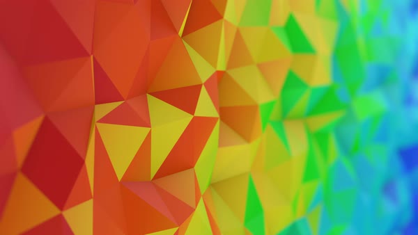 Polygonal rainbow gradient surface. Seamless loop smooth animation ...