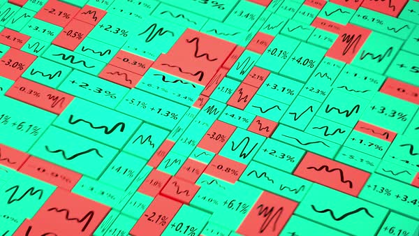 Stock market square chart visualization. Seamless loop 3D render ...