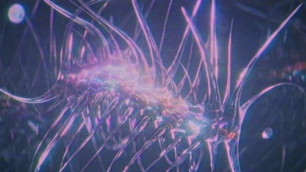 Sci-fi centipede with VHS grain. 80s retrowave futuristic abstraction ...
