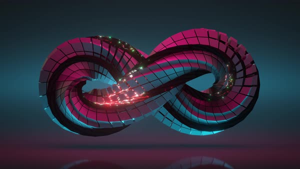 Rotating twisted infinity symbol. Seamless loop 3D render animation ...