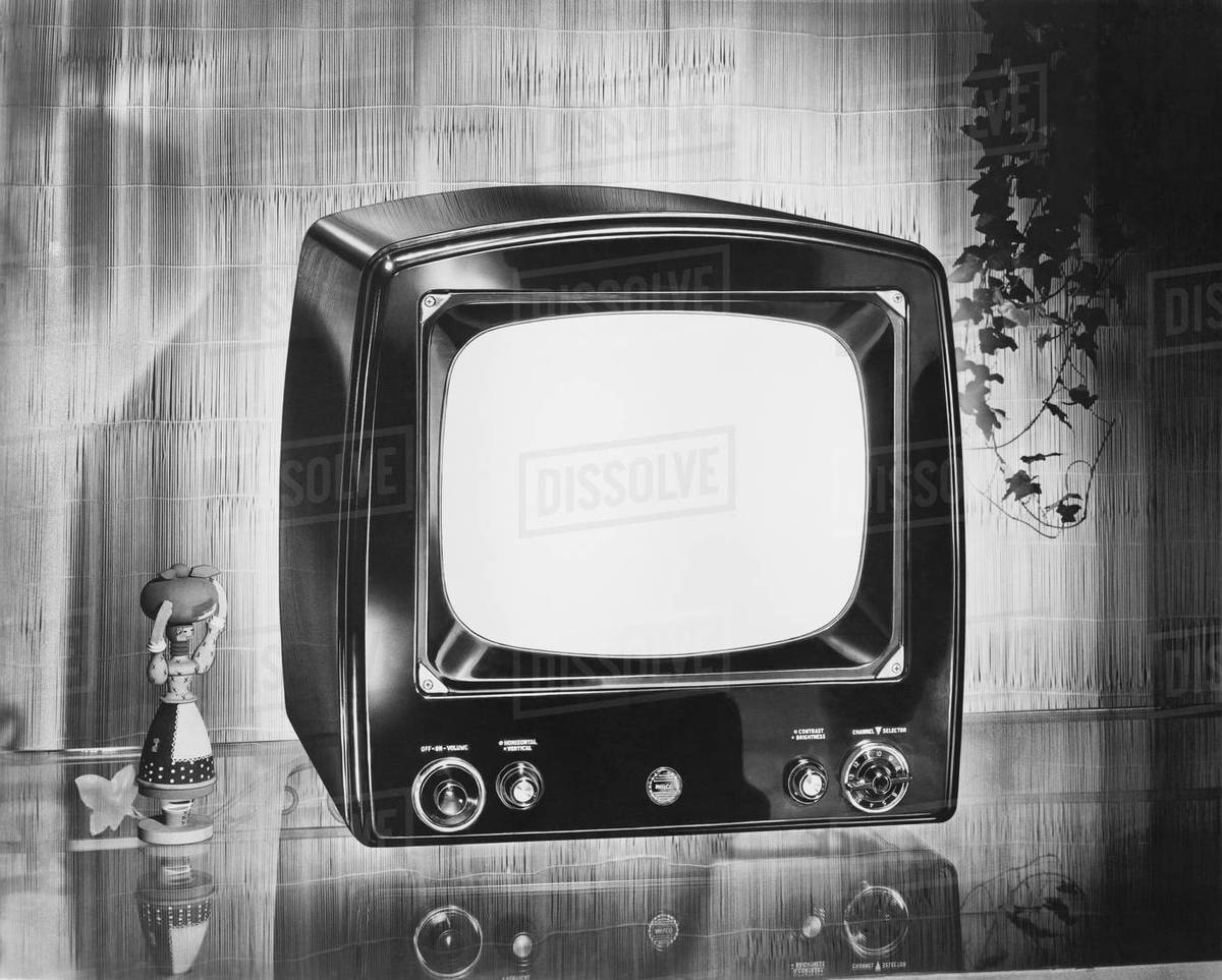Philco brand portable television, circa 1952 - Stock Photo - Dissolve
