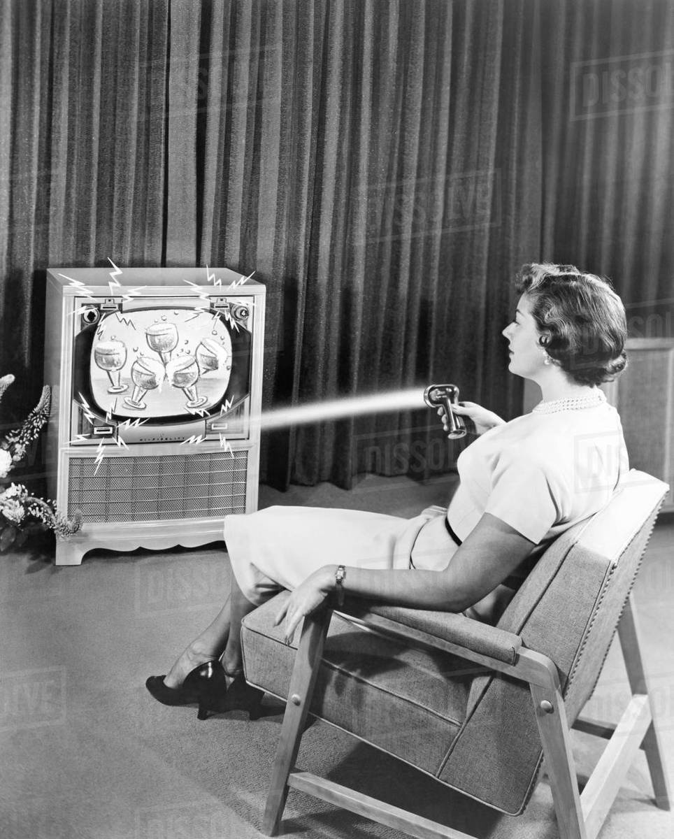 Early Zenith remote control TV set, June 1955 - Stock Photo - Dissolve