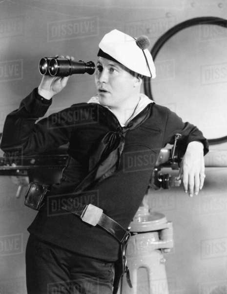 Portrait of sailor looking through binoculars - Royalty-free Stock ...