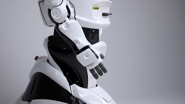 Modern Robotic Technologies. White modern robot in a bright studio ...