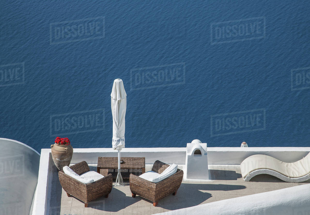 High angle view of balcony over ocean - Royalty-free Stock Photo | Dissolve