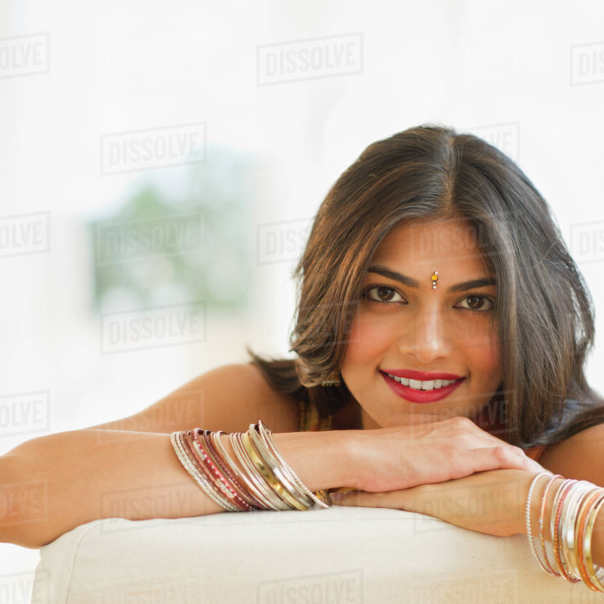 Indian woman wearing bindi and bangles - Royalty-free Stock Photo ...