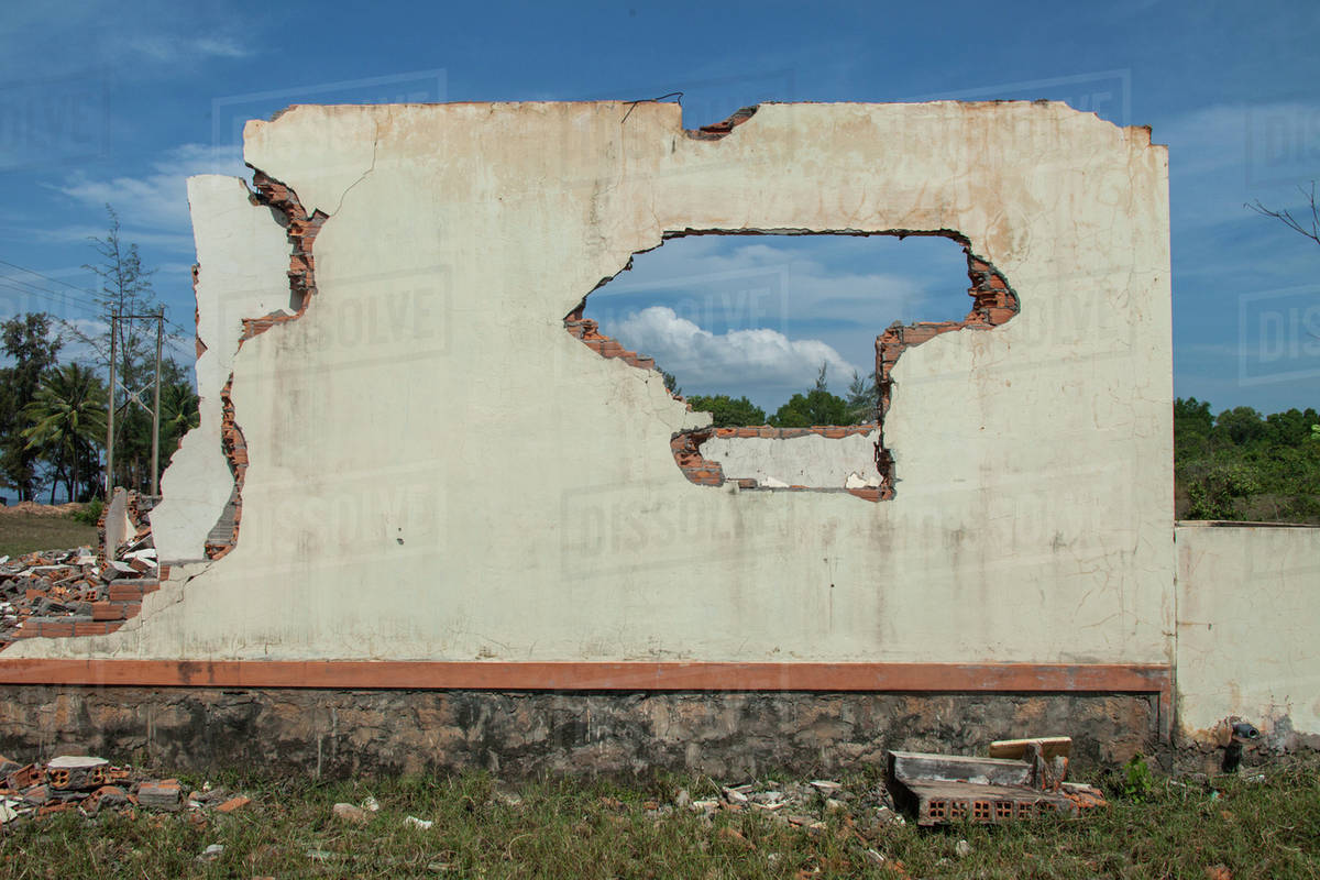 Walls of demolished house in rural field - Royalty-free Stock Photo ...