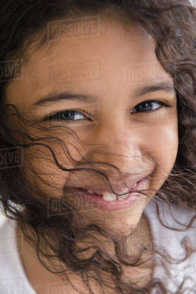 Close up of face of smiling mixed race girl - Royalty-free Stock Photo ...