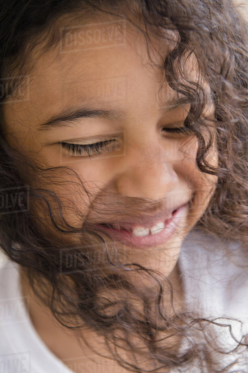Close up of face of smiling mixed race girl - Royalty-free Stock Photo ...