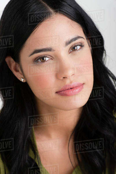 Close up of face of serious Hispanic woman - Royalty-free Stock Photo ...