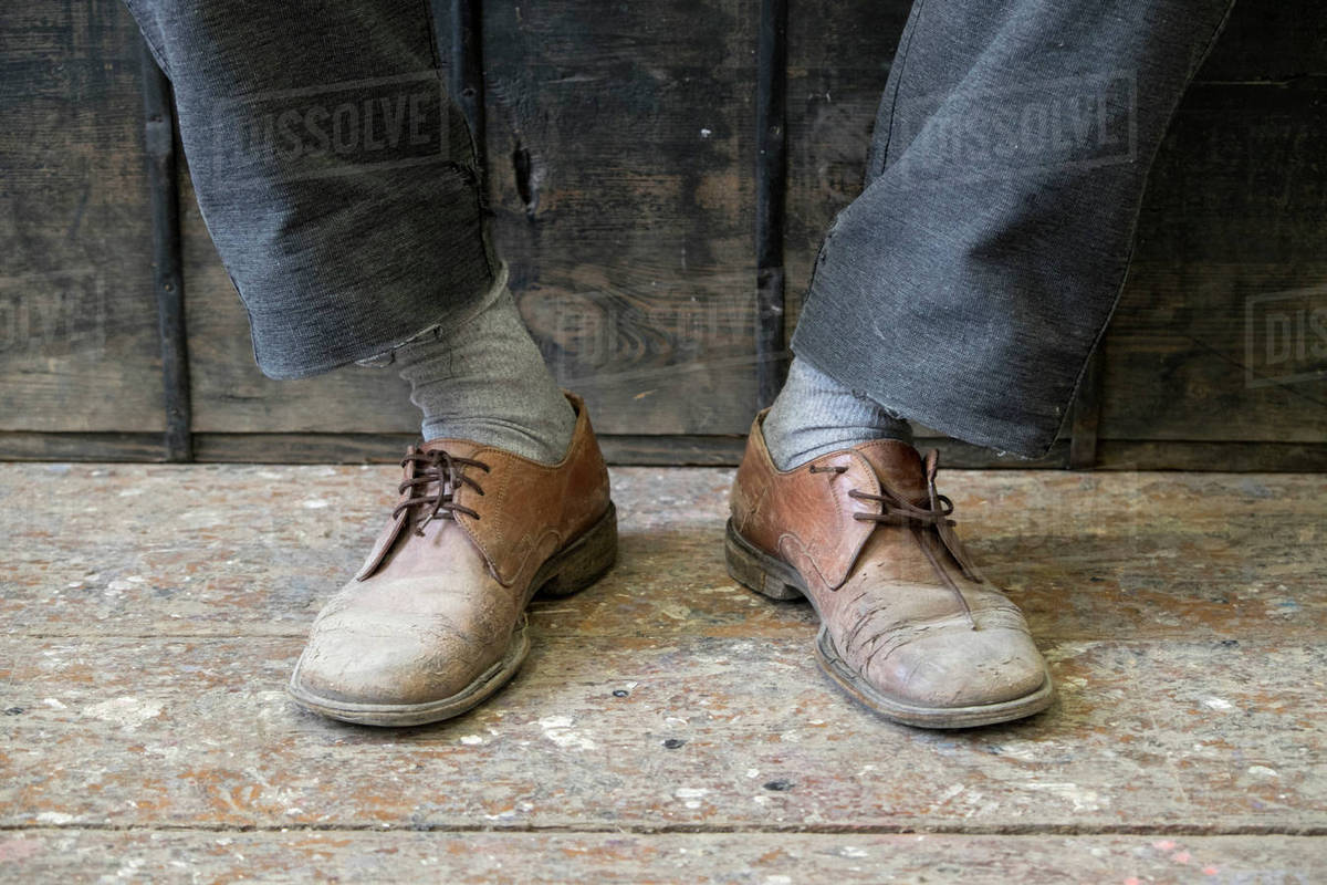 Man wearing vintage shoes - Stock Photo - Dissolve