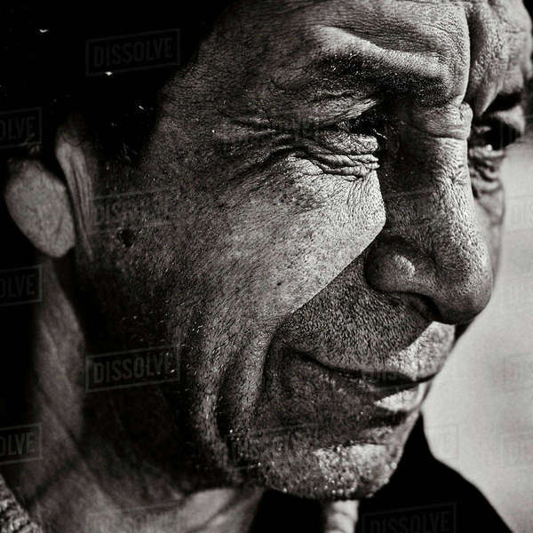 Caucasian man with wrinkled face - Stock Photo - Dissolve