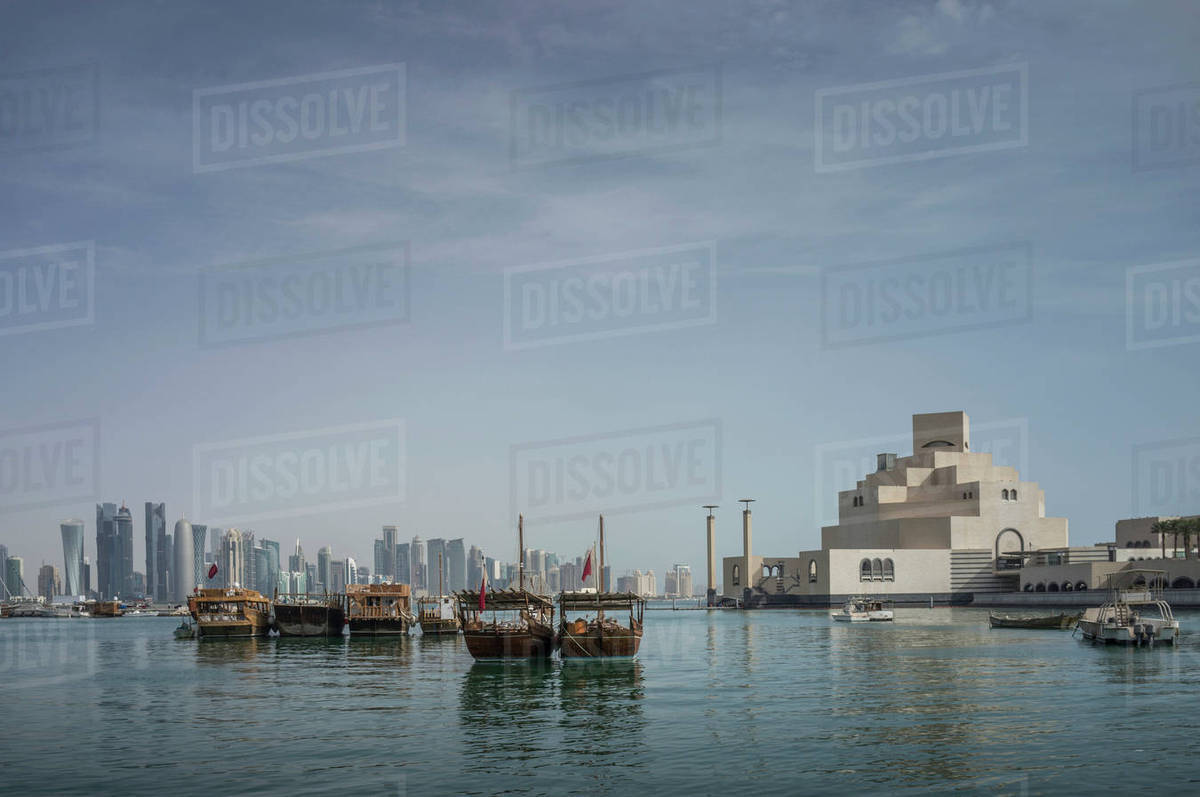 Doha cityscape and harbor, Doha, Qatar - Royalty-free Stock Photo ...