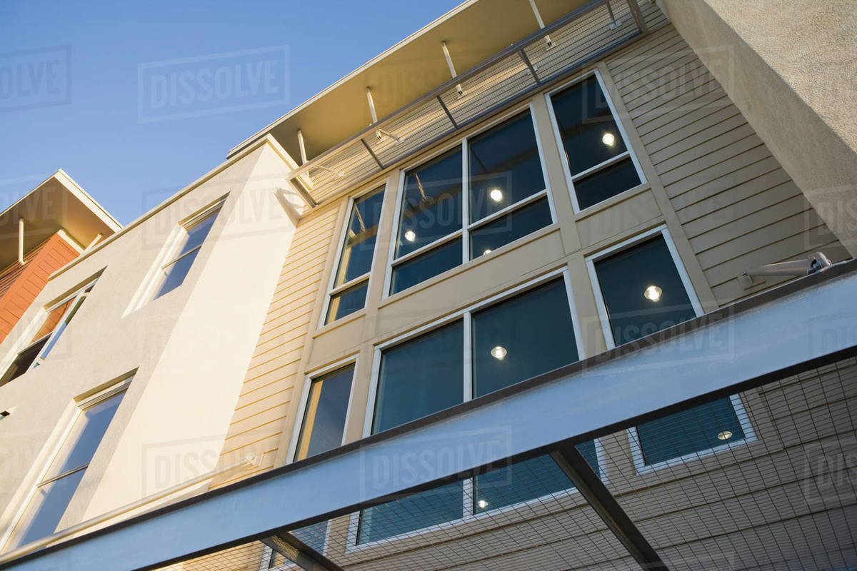 Detail front exterior contemporary loft style condo - Royalty-free ...