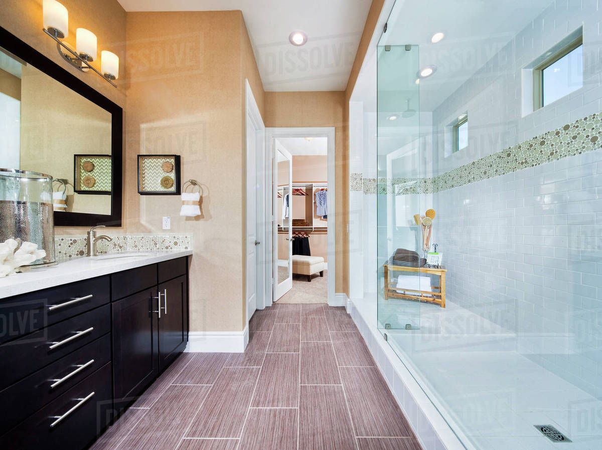 Glass wall in clean bathroom - Royalty-free Stock Photo | Dissolve