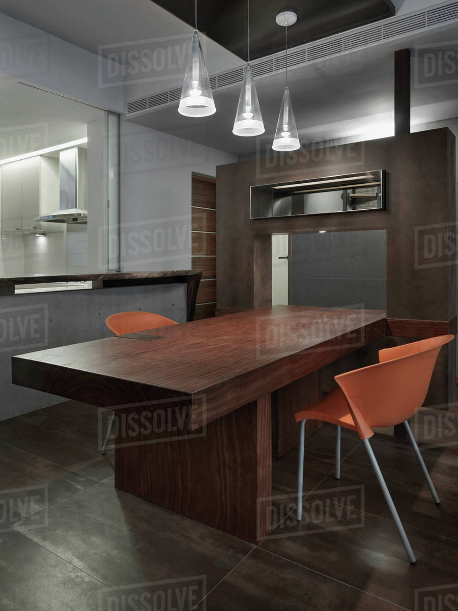 View through cut out of modern dining table - Royalty-free Stock Photo ...