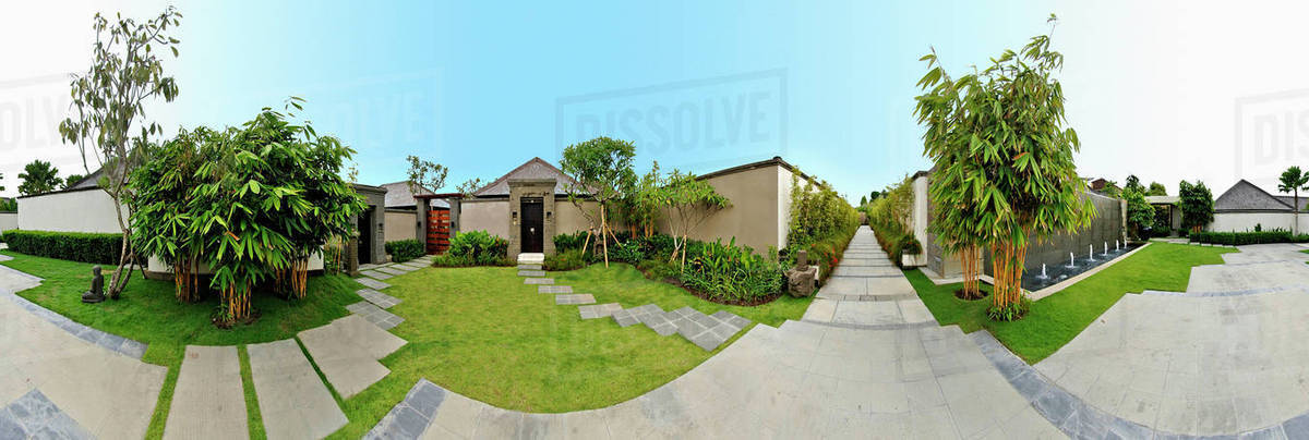 Panoramic view of pathways at resort - Royalty-free Stock Photo | Dissolve