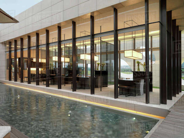 Reflecting pool outside conference building - Royalty-free Stock Photo ...