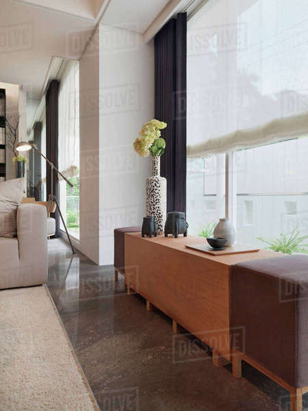 Bench and sideboard along window - Stock Photo - Dissolve