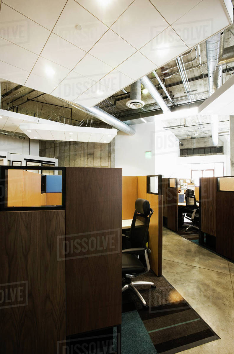 Detail of modern office space with cubicles - Stock Photo - Dissolve