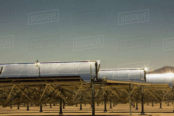 Solar panels in desert - Royalty-free Stock Photo | Dissolve