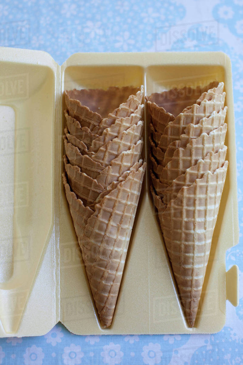 Ice cream cones in packaging - Stock Photo - Dissolve