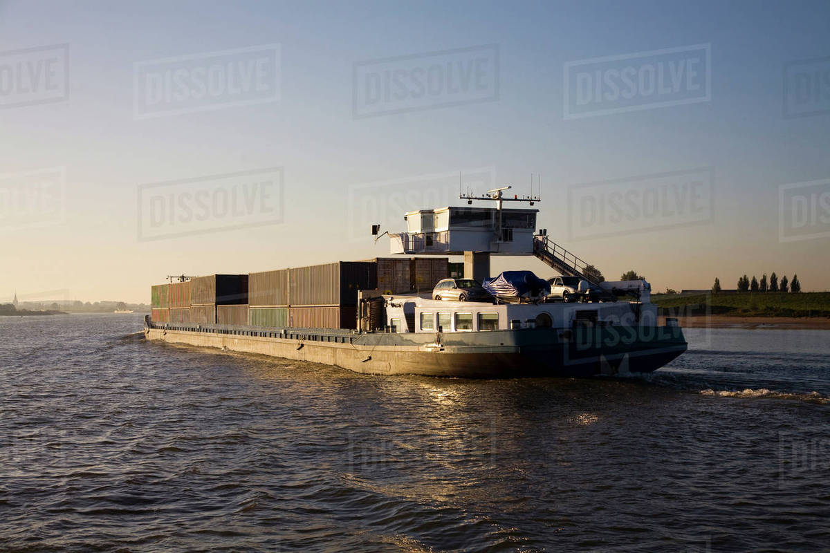 Freight containers on barge - Royalty-free Stock Photo | Dissolve