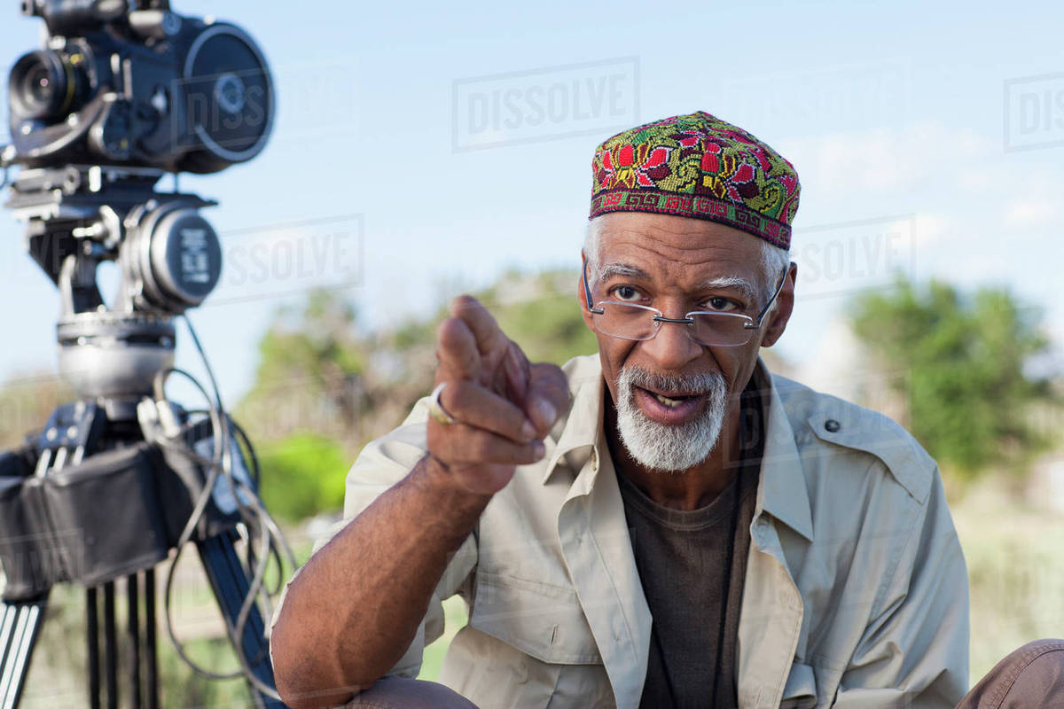 African American director near film camera - Royalty-free Stock Photo ...