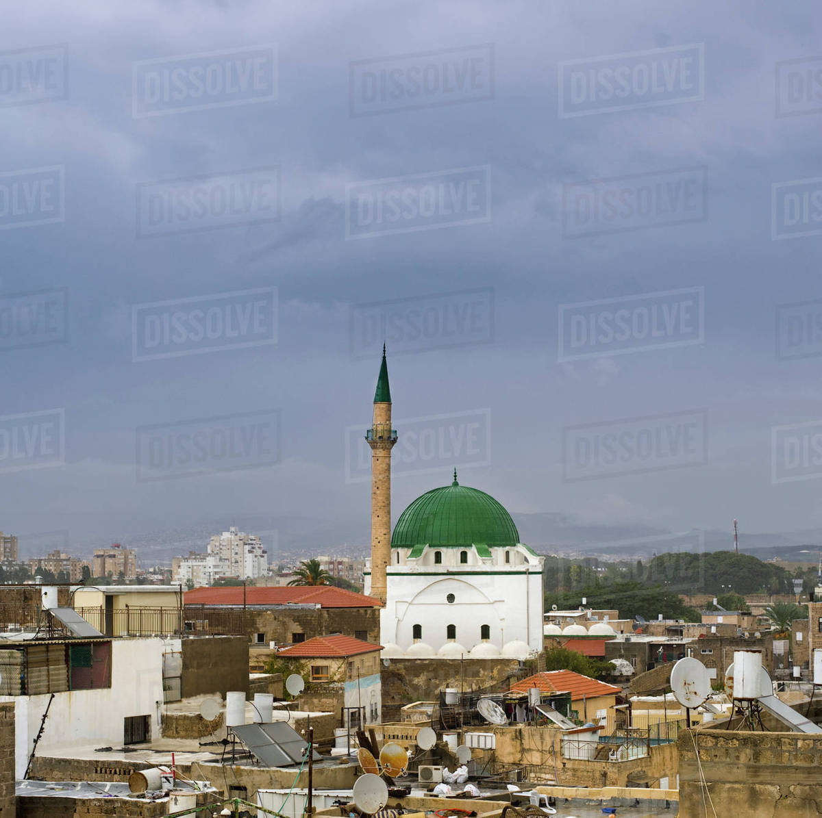 Skyline of Acre and the Jezzar Pasha Mosque - Royalty-free Stock Photo ...