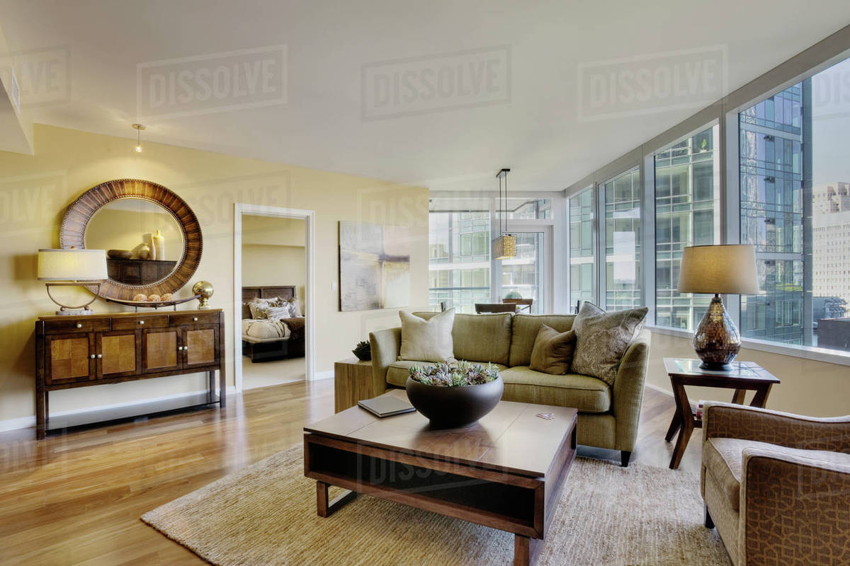 Living room in luxury highrise apartment - Royalty-free Stock Photo ...