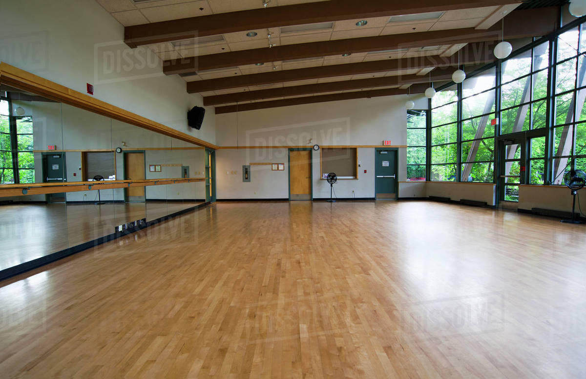 Empty fitness classroom - Royalty-free Stock Photo | Dissolve