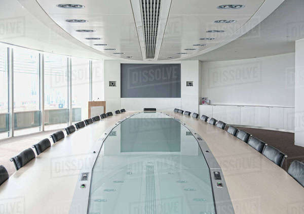 Television and large table in modern conference room - Royalty-free ...
