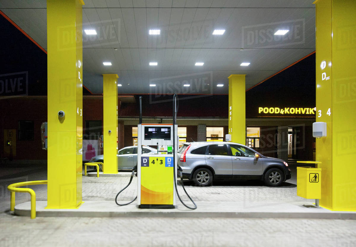 A roadside garage at night - Royalty-free Stock Photo | Dissolve