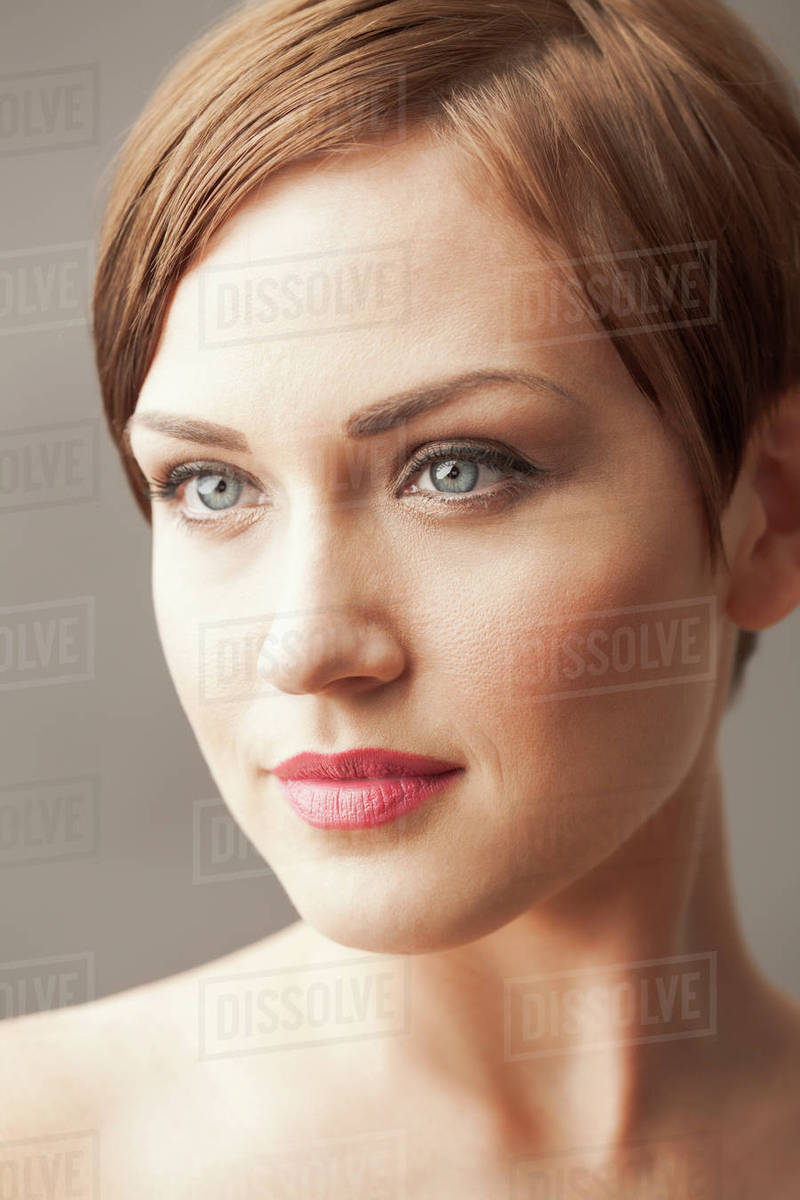 Close up of face of Caucasian woman - Royalty-free Stock Photo | Dissolve