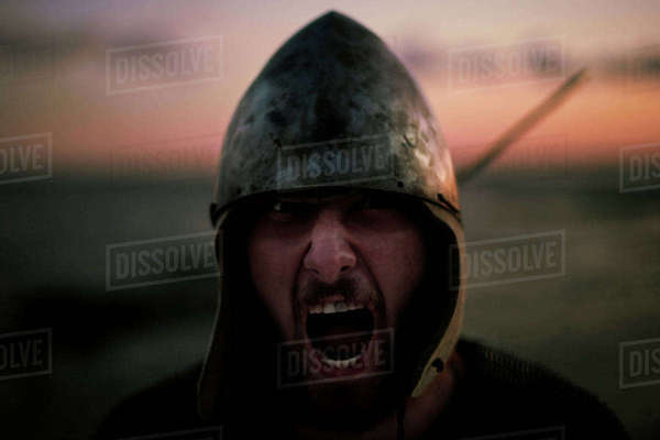 Caucasian soldier yelling - Royalty-free Stock Photo | Dissolve
