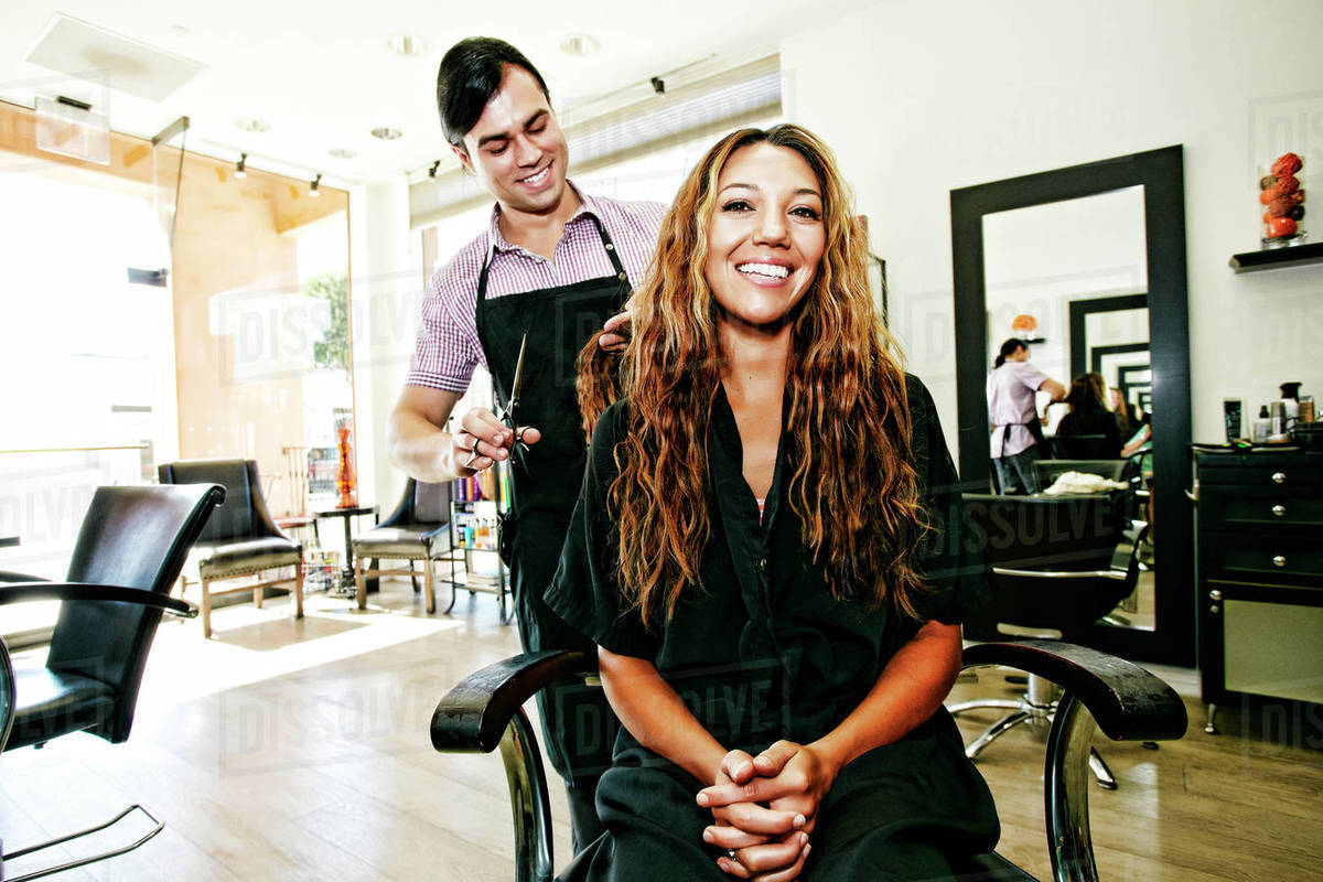 Hairdresser and customer in hair salon - Royalty-free Stock Photo ...