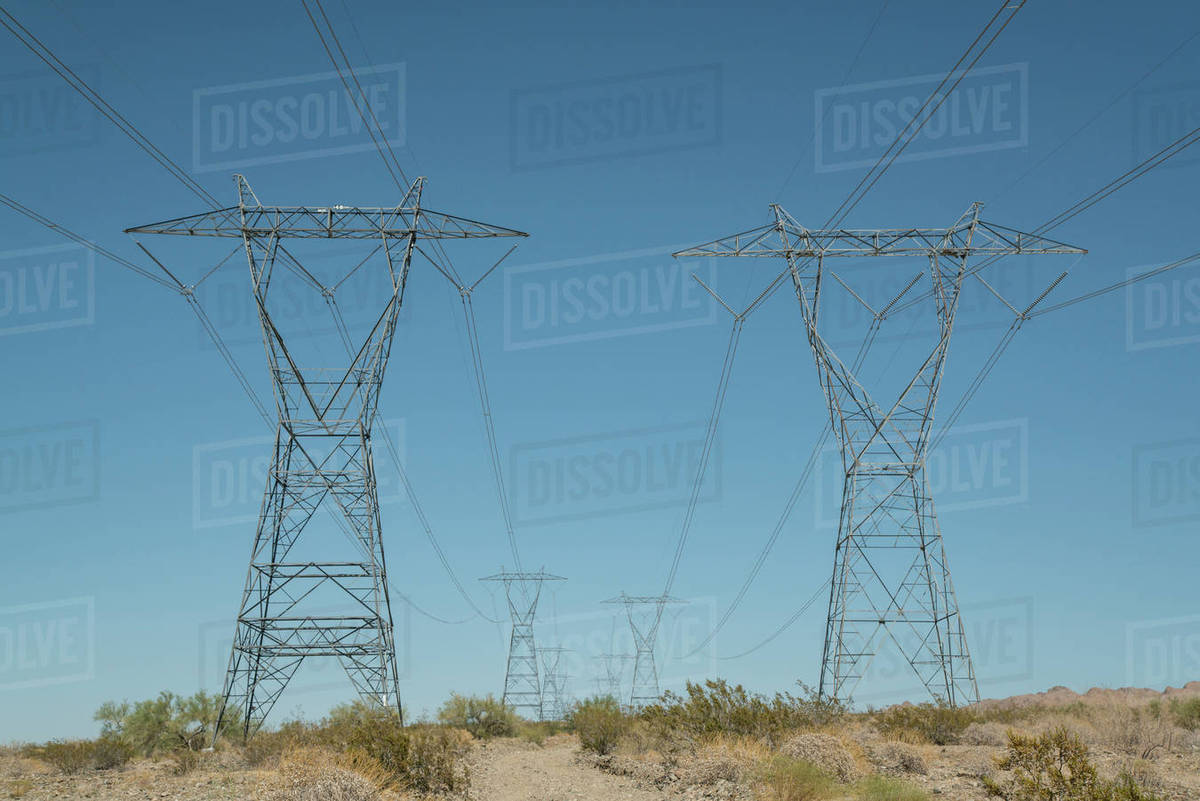 Electricity pylons and wire - Royalty-free Stock Photo | Dissolve