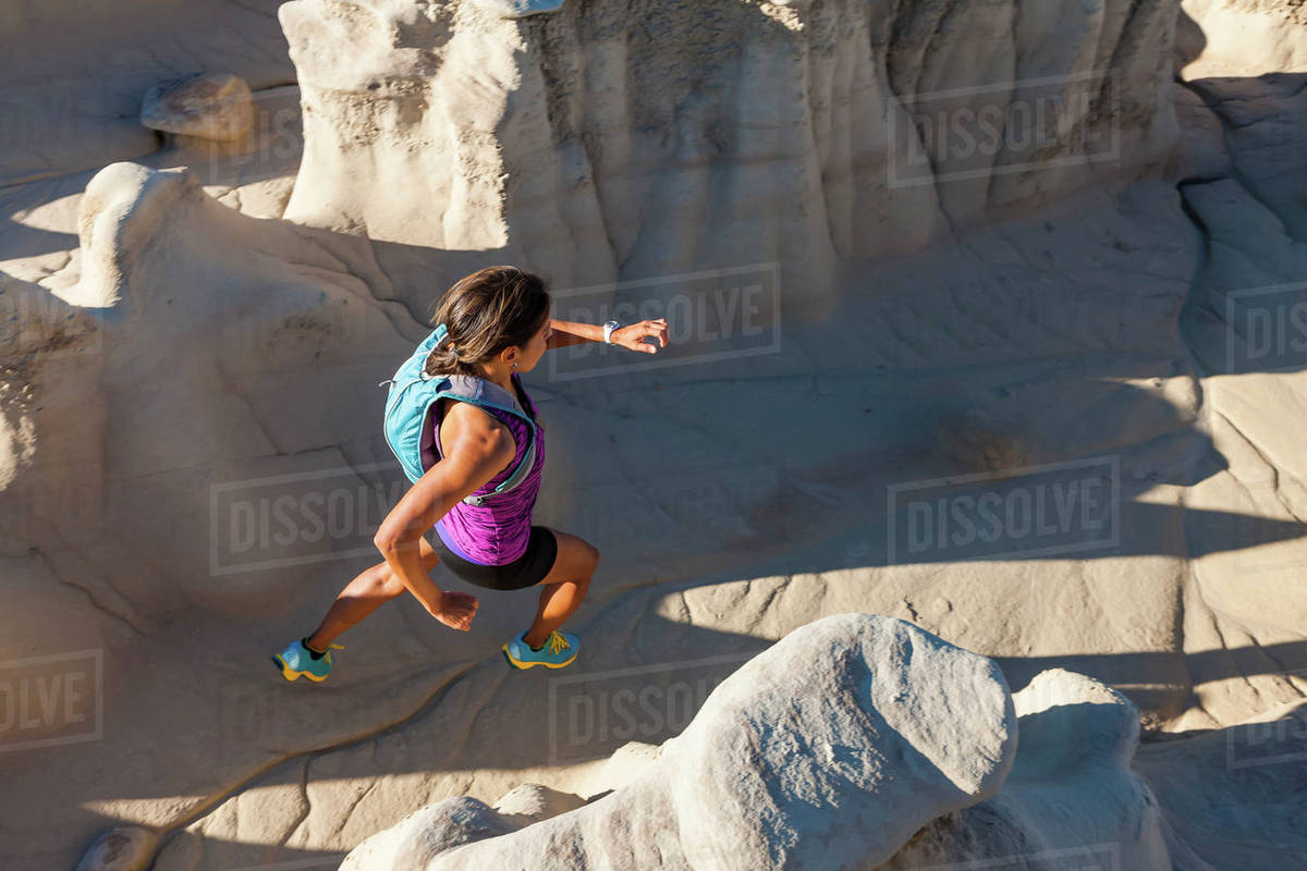 Native American woman running in desert - Royalty-free Stock Photo ...