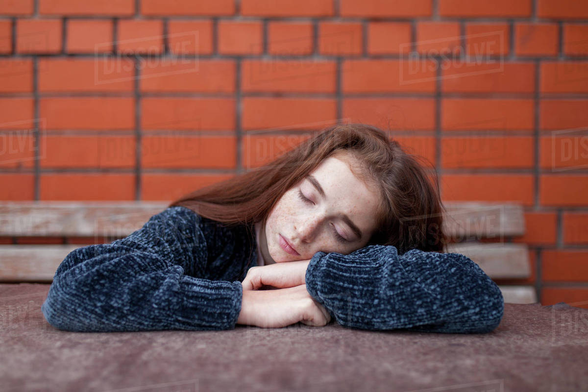 Caucasian girl resting - Royalty-free Stock Photo | Dissolve