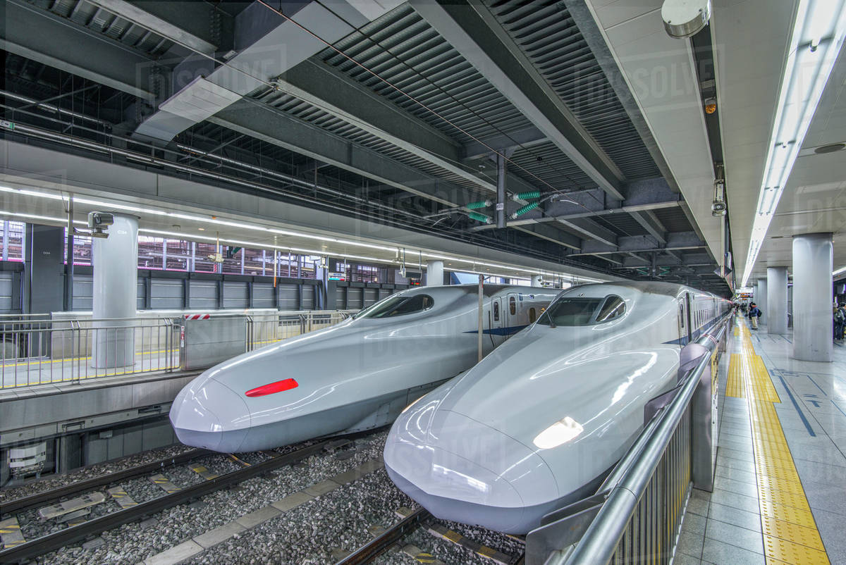 High speed trains in station, Tokyo, Japan - Royalty-free Stock Photo ...