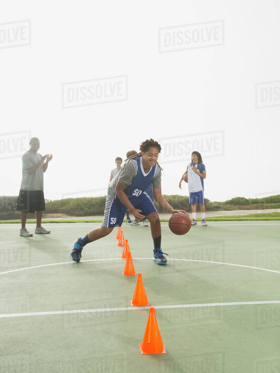 Basketball team doing drills at practice - Royalty-free Stock Photo ...
