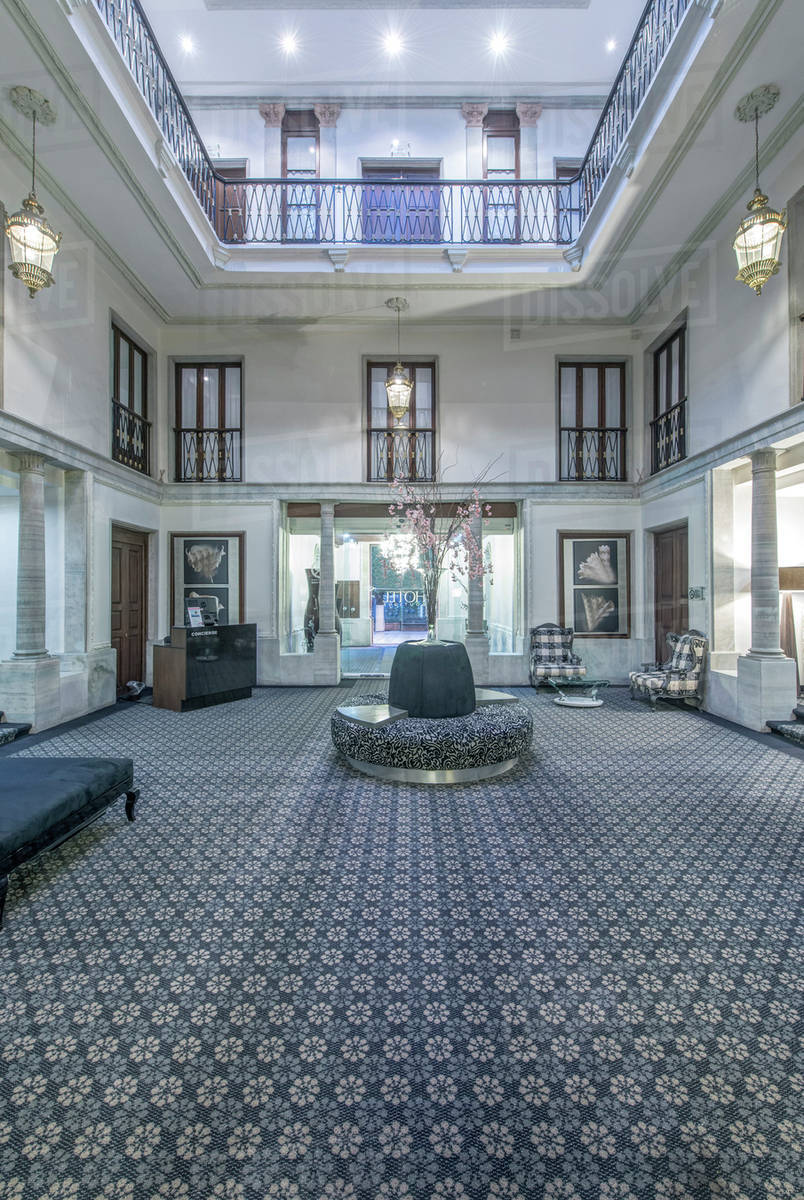 Seating and carpet in ornate hotel lobby - Royalty-free Stock Photo ...