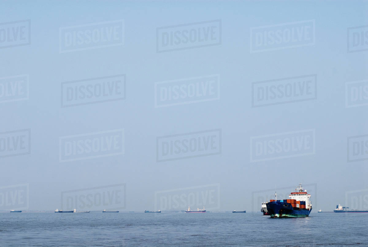 Container Ship on the Huangpu River - Royalty-free Stock Photo | Dissolve