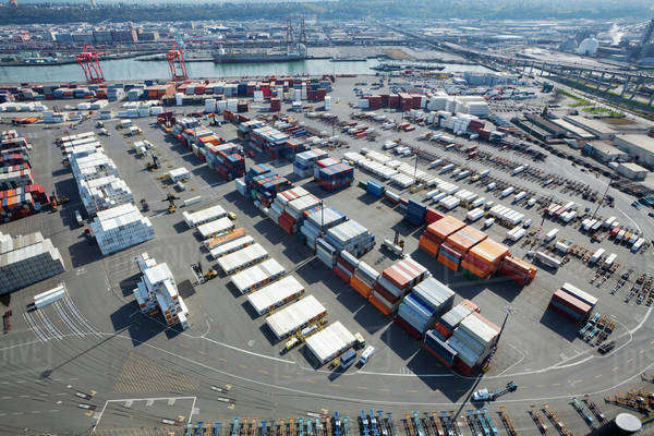 Aerial view of commercial dock - Stock Photo - Dissolve