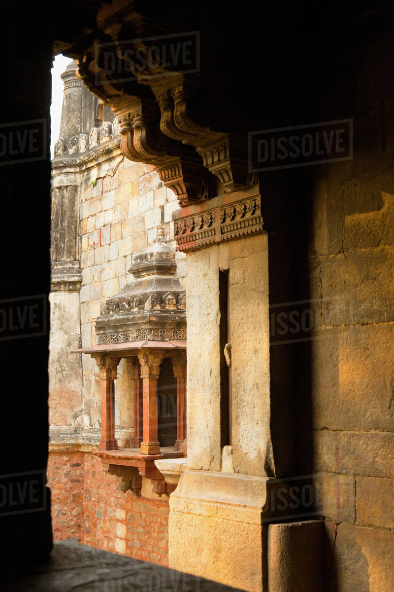 Stone balcony, New Delhi, Delhi, India - Stock Photo - Dissolve